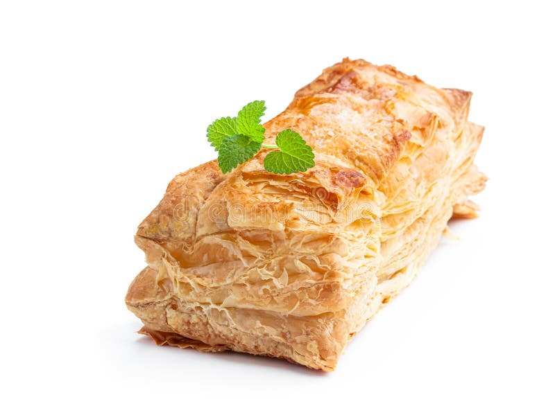 Puff Pastry Cake Slices Isolated on White Stock Image - Image of table ...