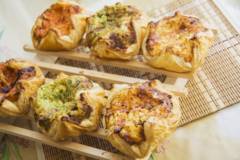 Puff Pastry with Cheese, Spinach and Chicken Stock Image - Image of ...