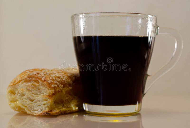 Puff Pastry and Coffee in a Transparent Cup Stock Image - Image of meal ...
