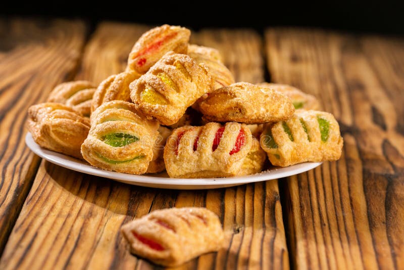 Puff Pastry Cookies with Jam Stock Image - Image of filling, food ...