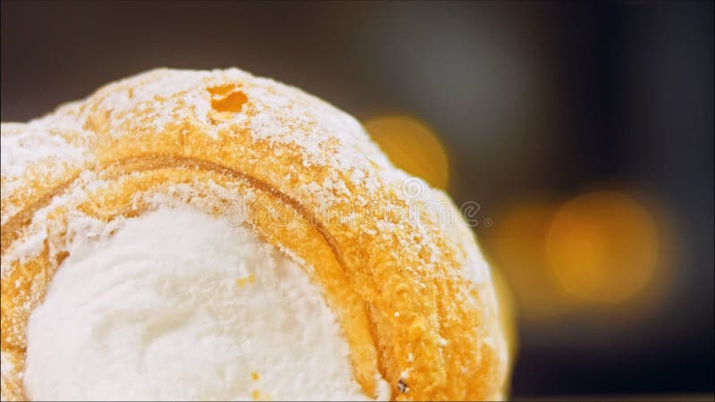Puff Pastry with Cream. the Cake is Round in Shape Stock Image - Image ...