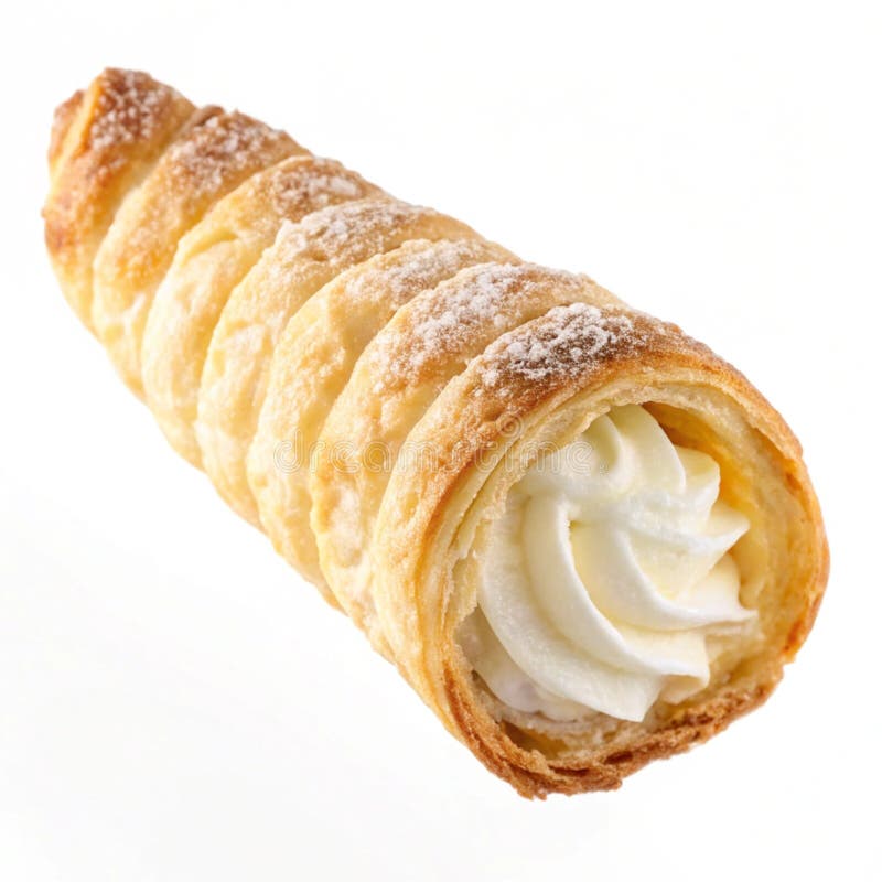 Puff Pastry Cream Horn Flying Isolated on Transparent Background Stock ...