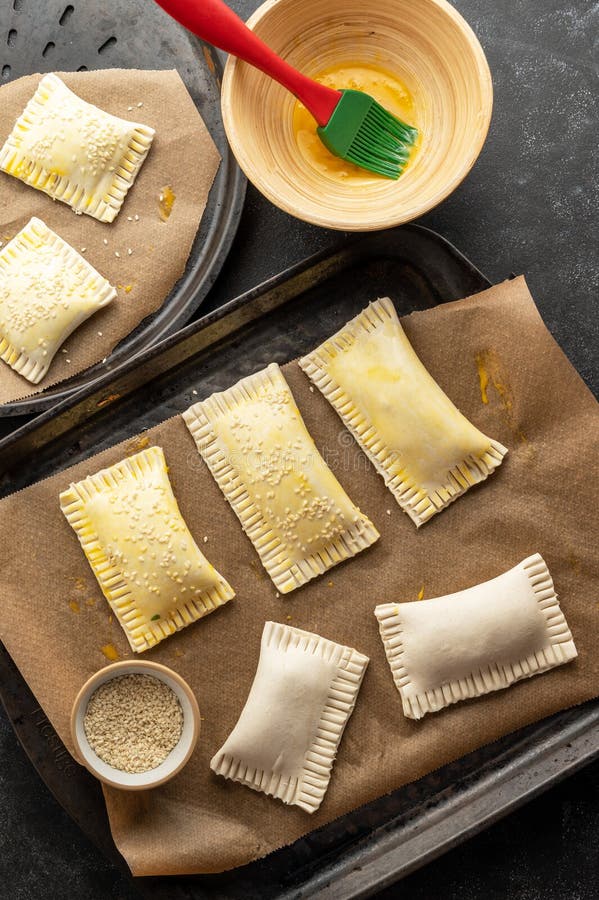 Puff Pastry Dough. Folded Raw Puff Pastry on a Table, Cooking Process ...