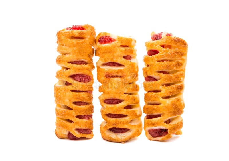 Puff Pastry Filled with a Jam Isolated. Stock Image - Image of pastry ...