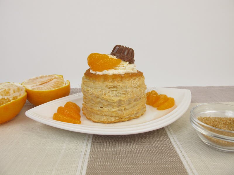 Puff Pastry Filled with Mandarin Orange and Chocolate Stock Photo ...