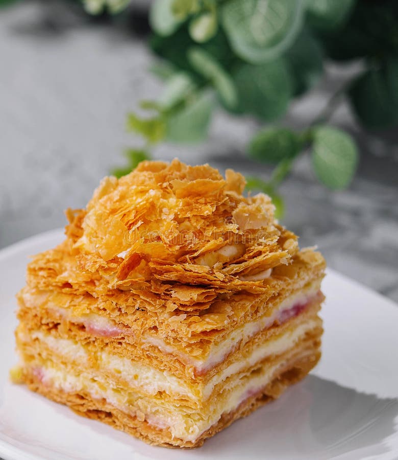 Puff Pastry Flaky Pastry Layers Cake Stock Image - Image of bakery ...