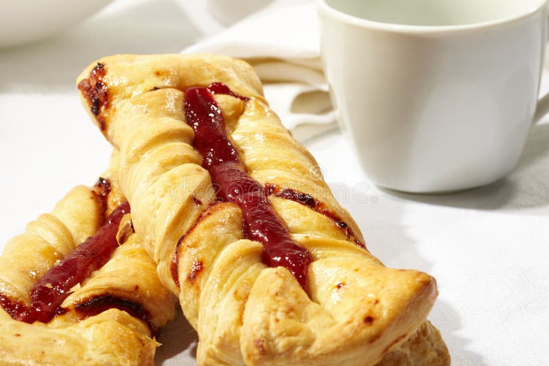 Puff pastry with jam stock photo. Image of closeup, coffee - 13187802