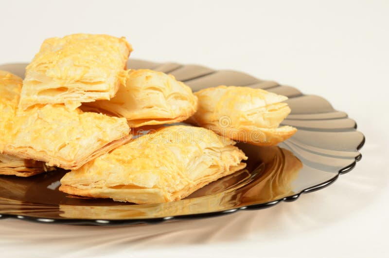 Puff pastry on the plate stock image. Image of plate - 30369919