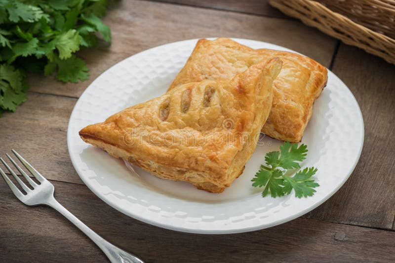 Puff pastry on plate stock image. Image of crisp, fork - 68525567