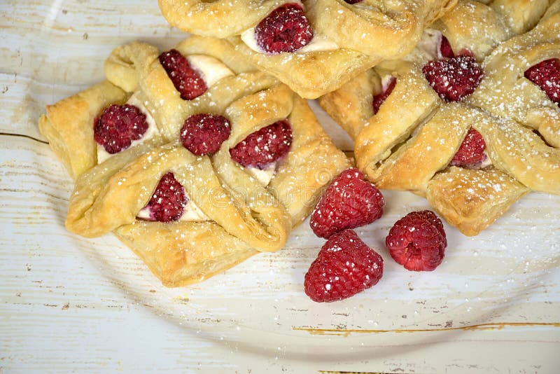 Puff Pastry with Raspberries Stock Image - Image of homemade, wood ...