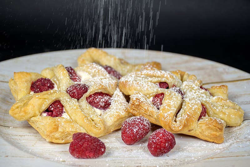 Puff Pastry with Raspberry Fruit Stock Image - Image of dessert, berry ...