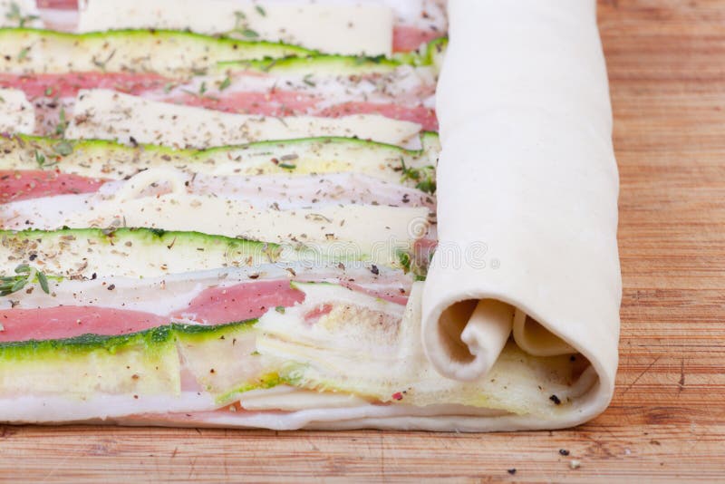 Puff Pastry Roll with Parma Ham Stock Image - Image of puff, cheese ...