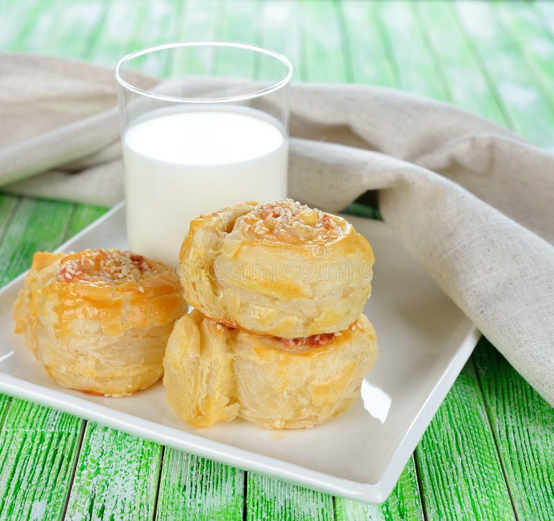 Puff Pastry Rolls with Cheese Stock Image - Image of breakfast, napkin ...