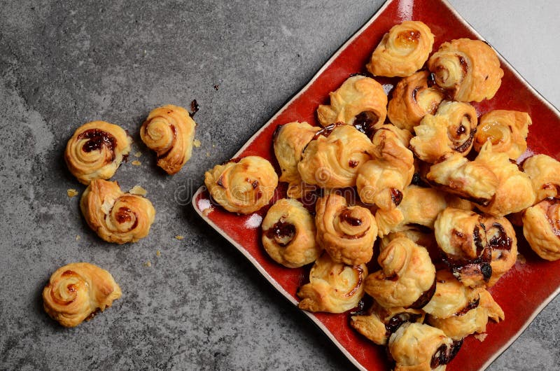 Puff Pastry Rolls with Fruity Marmalade Stock Photo - Image of food ...