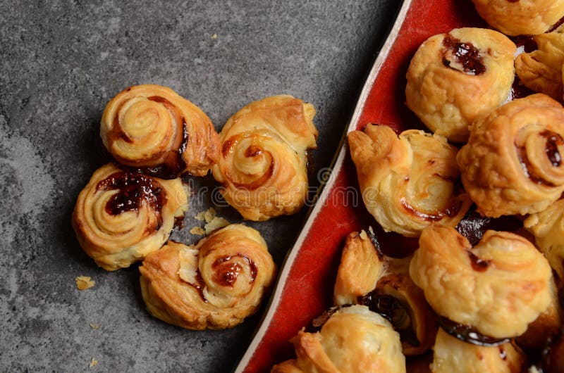 Puff Pastry Rolls with Fruity Marmalade Stock Photo - Image of hearts ...