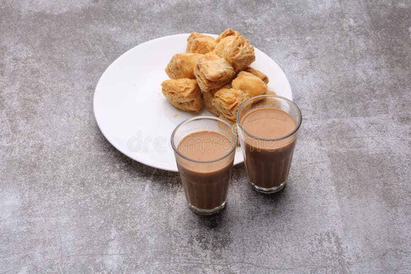 Puff Pastry Snacks, Served with Hot Tea. Stock Image - Image of fast ...