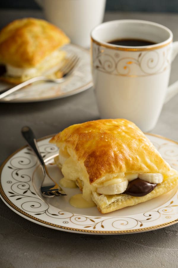 Puff Pastry Stacks with Banana and Chocolate Stock Image - Image of ...