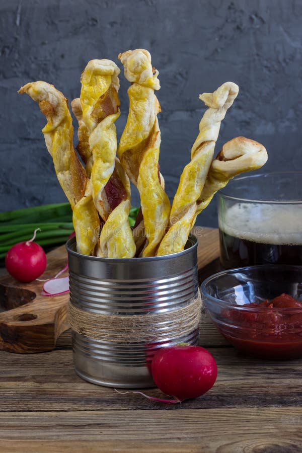 Puff Pastry Sticks with Bacon Stock Photo - Image of homemade, cuisine ...
