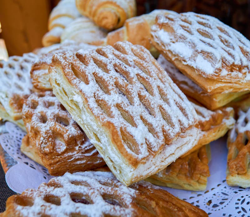Puff Pastry with Stuffing and Croissants. Stock Image - Image of beef ...