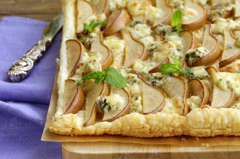 Puff Pastry Tart with Blue Cheese Stock Photo - Image of galette, puff ...