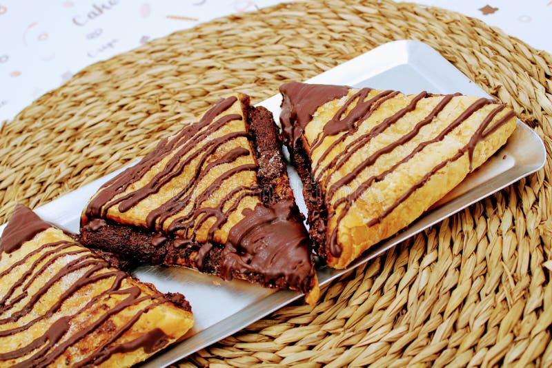Puff Pastry Triangles with Chocolate Stock Photo - Image of bake, food ...