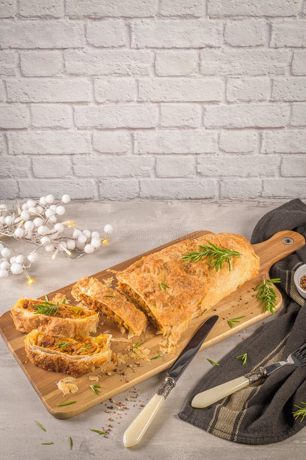 Puff pastry vegetable roll stock image. Image of cheese - 201493279