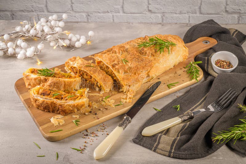 Puff pastry vegetable roll stock photo. Image of dish - 200991196