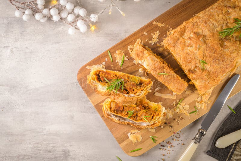 Puff pastry vegetable roll stock image. Image of cheese - 201366449