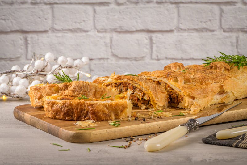 Puff pastry vegetable roll stock image. Image of feta - 201366455