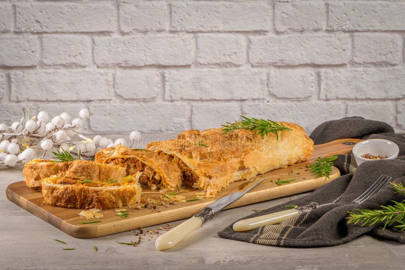 Puff pastry vegetable roll stock image. Image of baked - 201366463