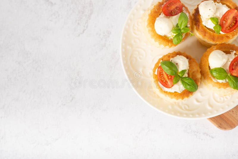 Puff Pastry Vol-au-vents Stuffed with Tomatoes Stock Image - Image of ...