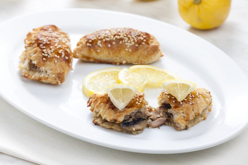 Puff Pockets Filled with Tuna Stock Image - Image of puff, dish: 170018463