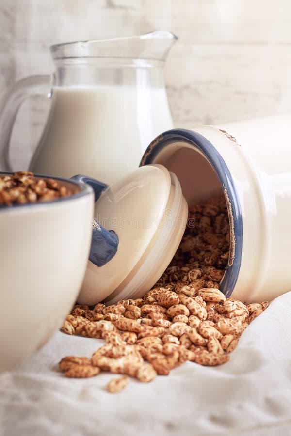 Puffed barley cereal stock photo. Image of cereal, white - 84338134