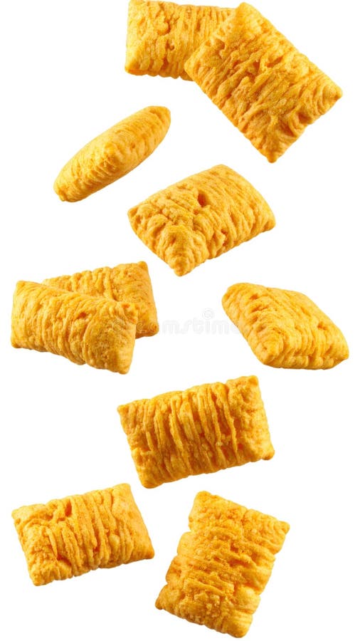 Puffed Corn Snacks Falling on Transparent Background Stock Image ...