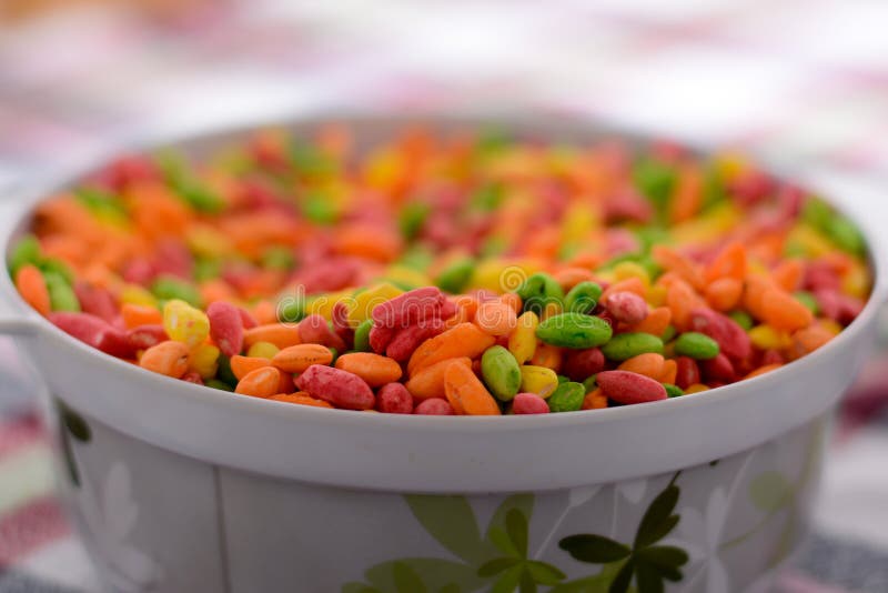 Puffed Crispy Colorful Rice in the Bowl Stock Image - Image of natural ...