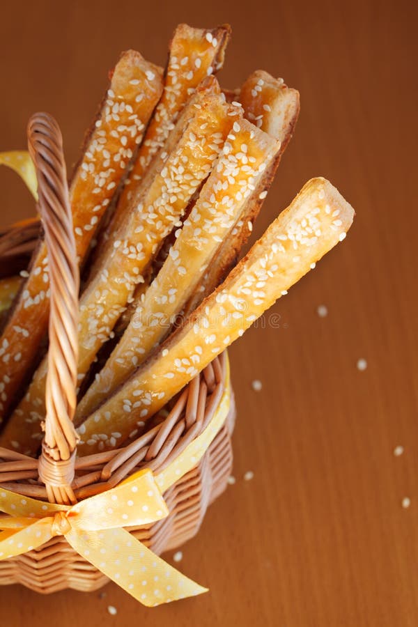 Puffed Pastry with Cheese and Sesame Stock Image - Image of healthy ...