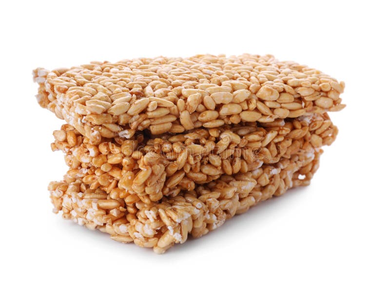Puffed Rice Bars Kozinaki on White Background Stock Photo - Image of ...
