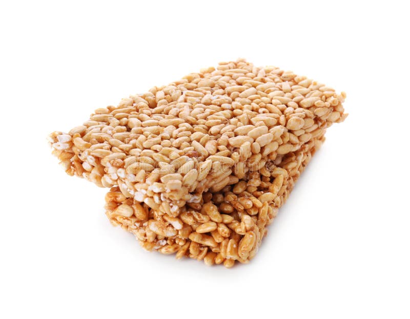 Puffed Rice Bars Kozinaki on White Background Stock Image - Image of ...