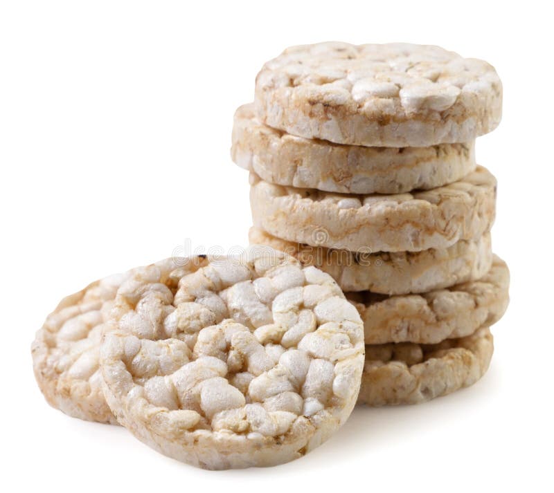 Puffed Rice Cakes Close-up on a White Background. Isolated Stock Photo ...