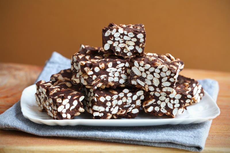 Puffed Rice Chocolate Squares Stock Photo - Image of sugary, flavoring ...