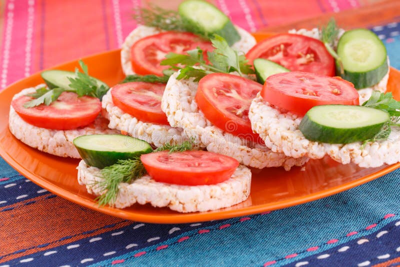 Puffed Rice Crackers Sandwiches Stock Photo - Image of lunch, fitness ...