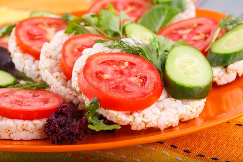 Puffed Rice Crackers Sandwiches Stock Image - Image of nutritious ...