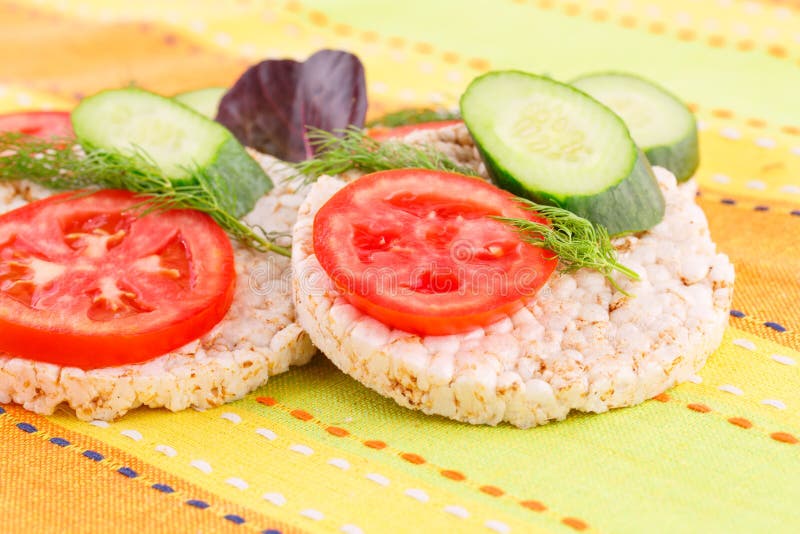 Puffed Rice Crackers Sandwiches Stock Image - Image of appetizer ...