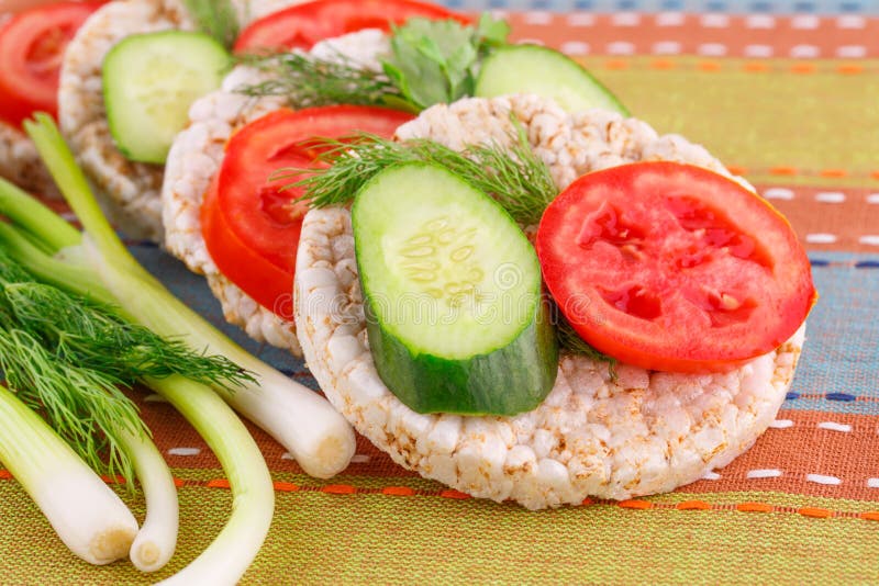 Puffed Rice Crackers Sandwiches Stock Image - Image of dish, heap: 35314859