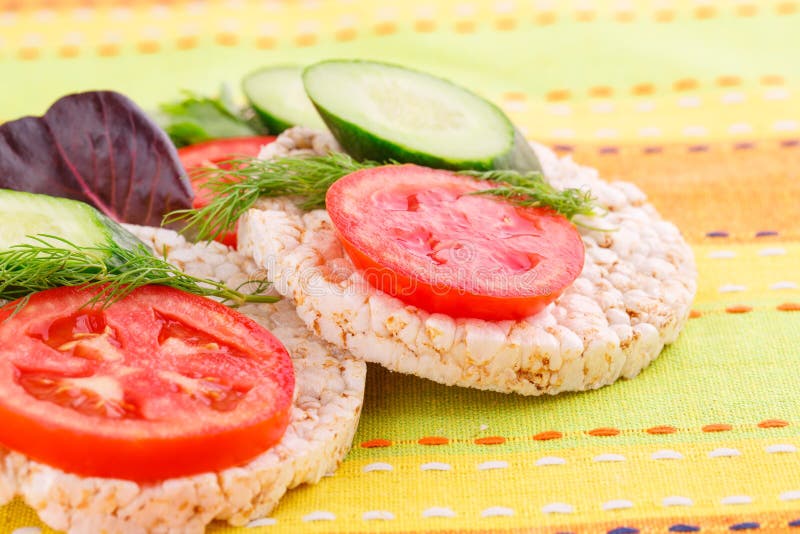 Puffed Rice Crackers Sandwiches Stock Image - Image of appetizer ...
