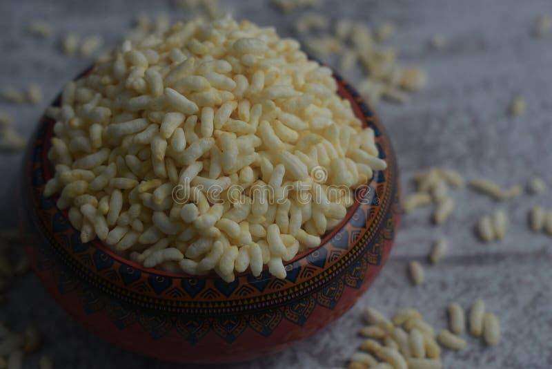 Puffed rice in side view stock image. Image of close - 257609303