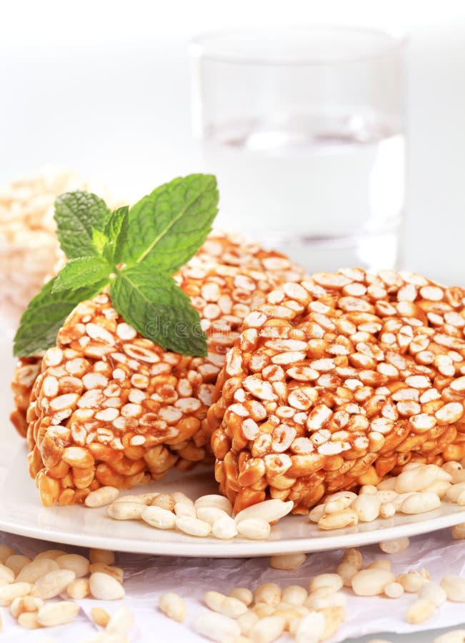 Puffed rice treats stock image. Image of caramel, confection - 10835379