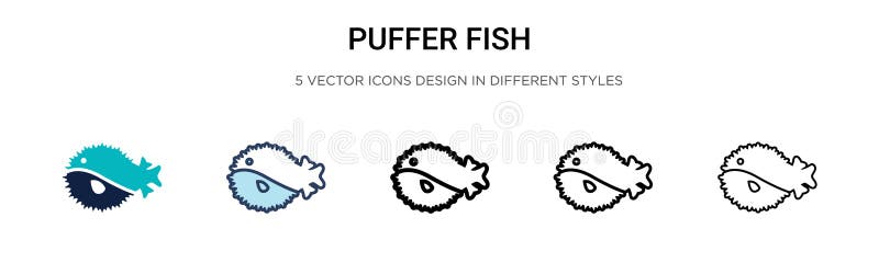 Puffer Fish Icon in Filled, Thin Line, Outline and Stroke Style. Vector ...
