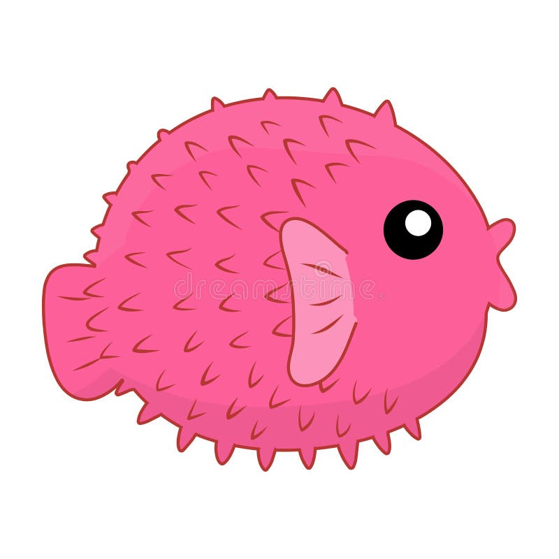 Cute Cartoon Puffer Fish. Vector Illustration Isolated On White Stock ...