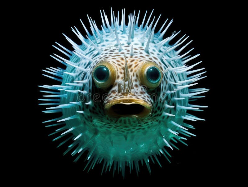 A puffer fish with spikes stock illustration. Illustration of life ...
